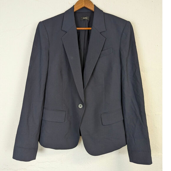 Theory | Jackets & Coats | Theory Blazer Womens 6 Navy Blue Office ...
